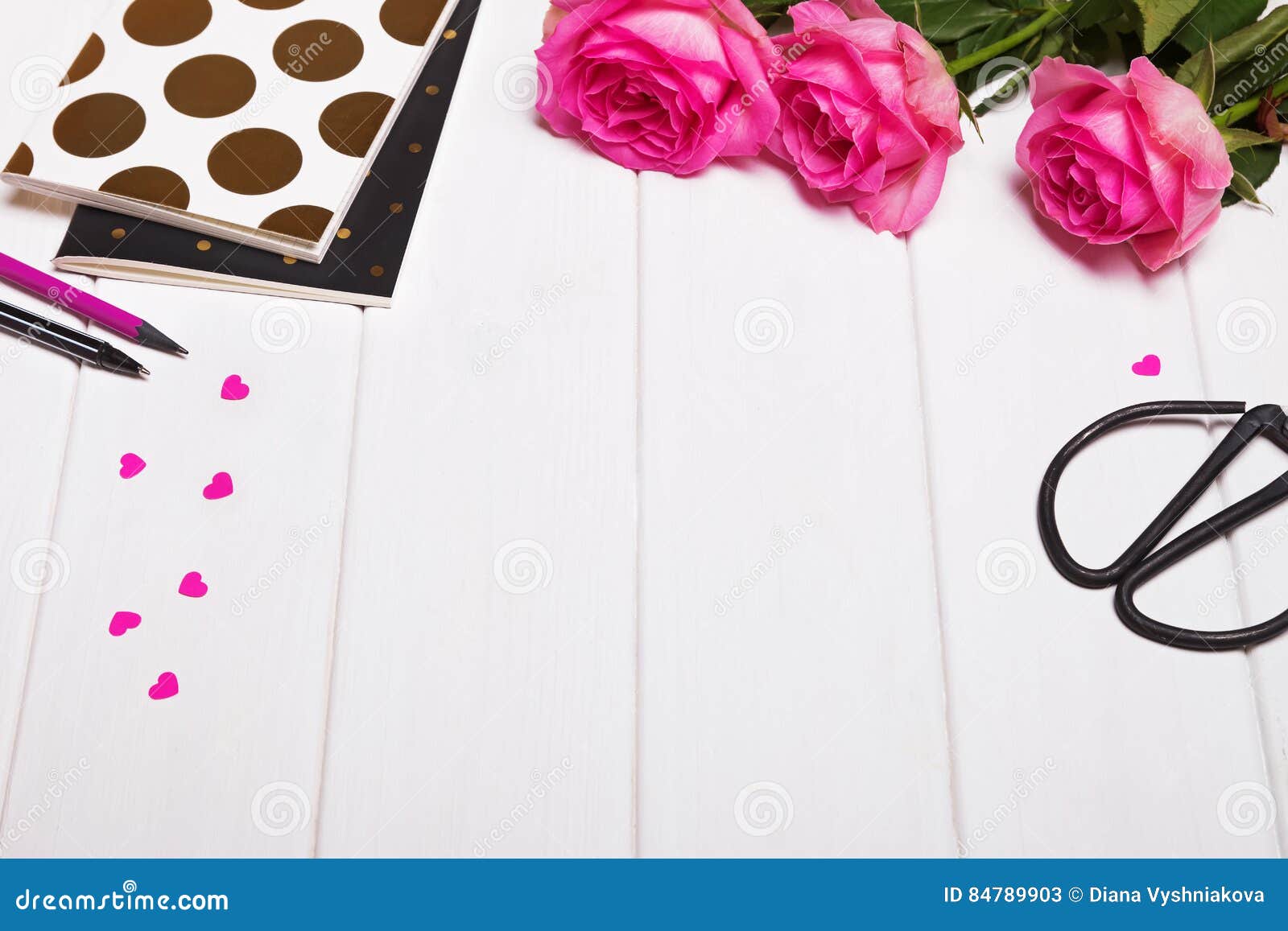 Beautiful Objects on the White Table Stock Image - Image of notebook ...