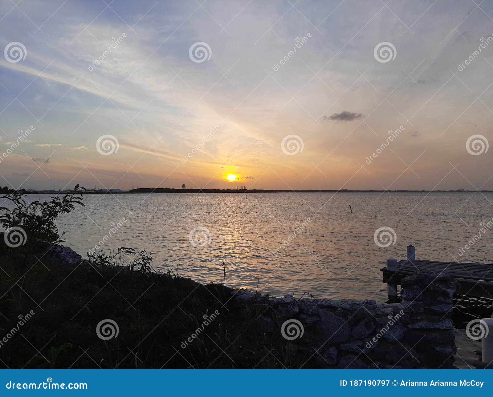 Beautiful Ocean Dock Sunset in Grand Cayman Stock Image - Image of ...