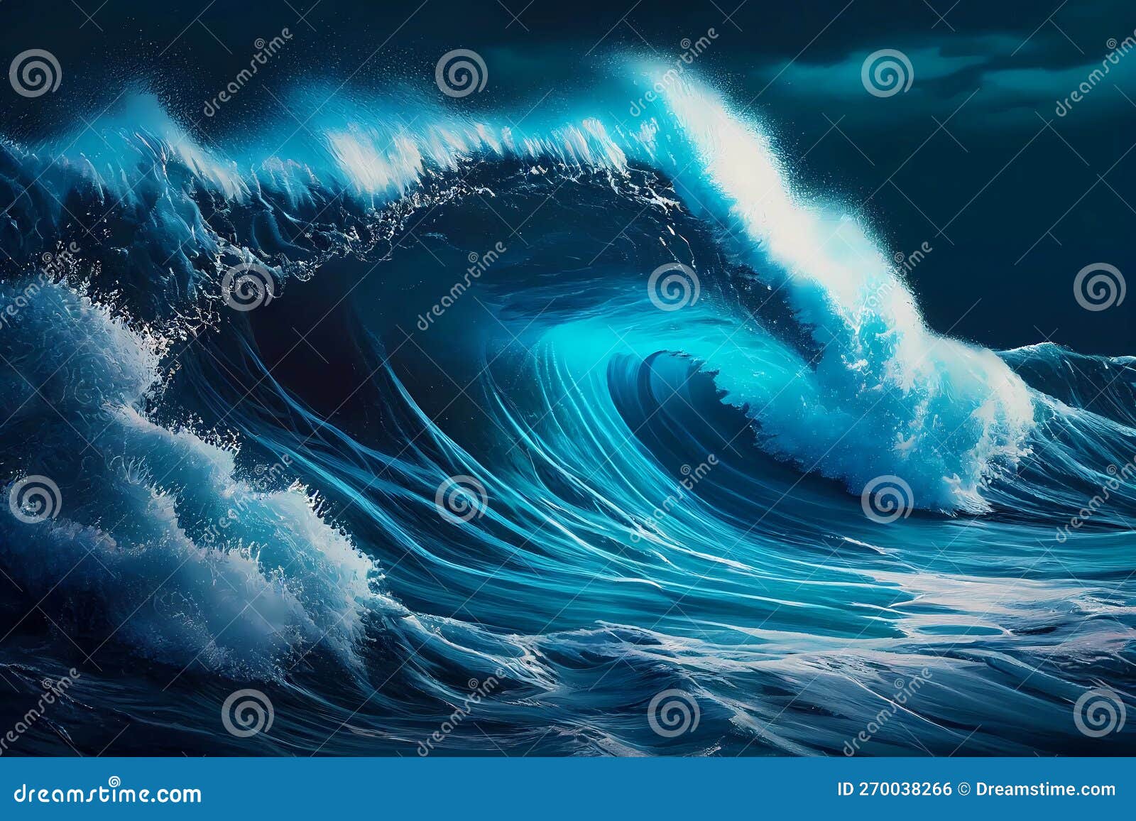 Beautiful Ocean Waves with Deep Blue Color. Generative Ai Design Stock ...