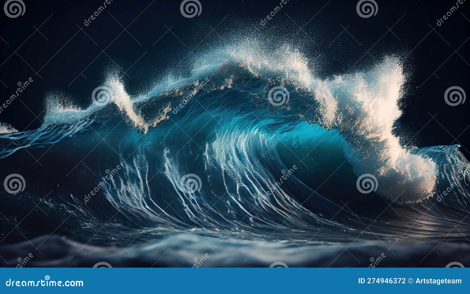 Beautiful Oceans Waves with a Deep Blue Color Realistic. Al Generated ...