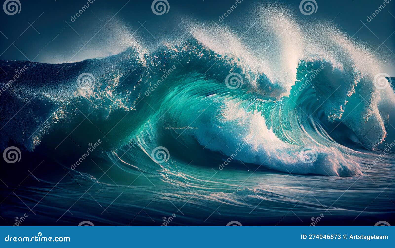 Beautiful Oceans Waves with a Deep Blue Color Realistic. Al Generated ...