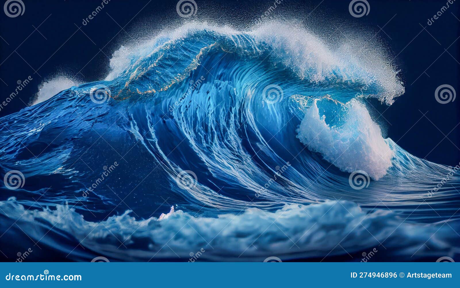 Beautiful Oceans Waves with a Deep Blue Color Realistic. Al Generated ...