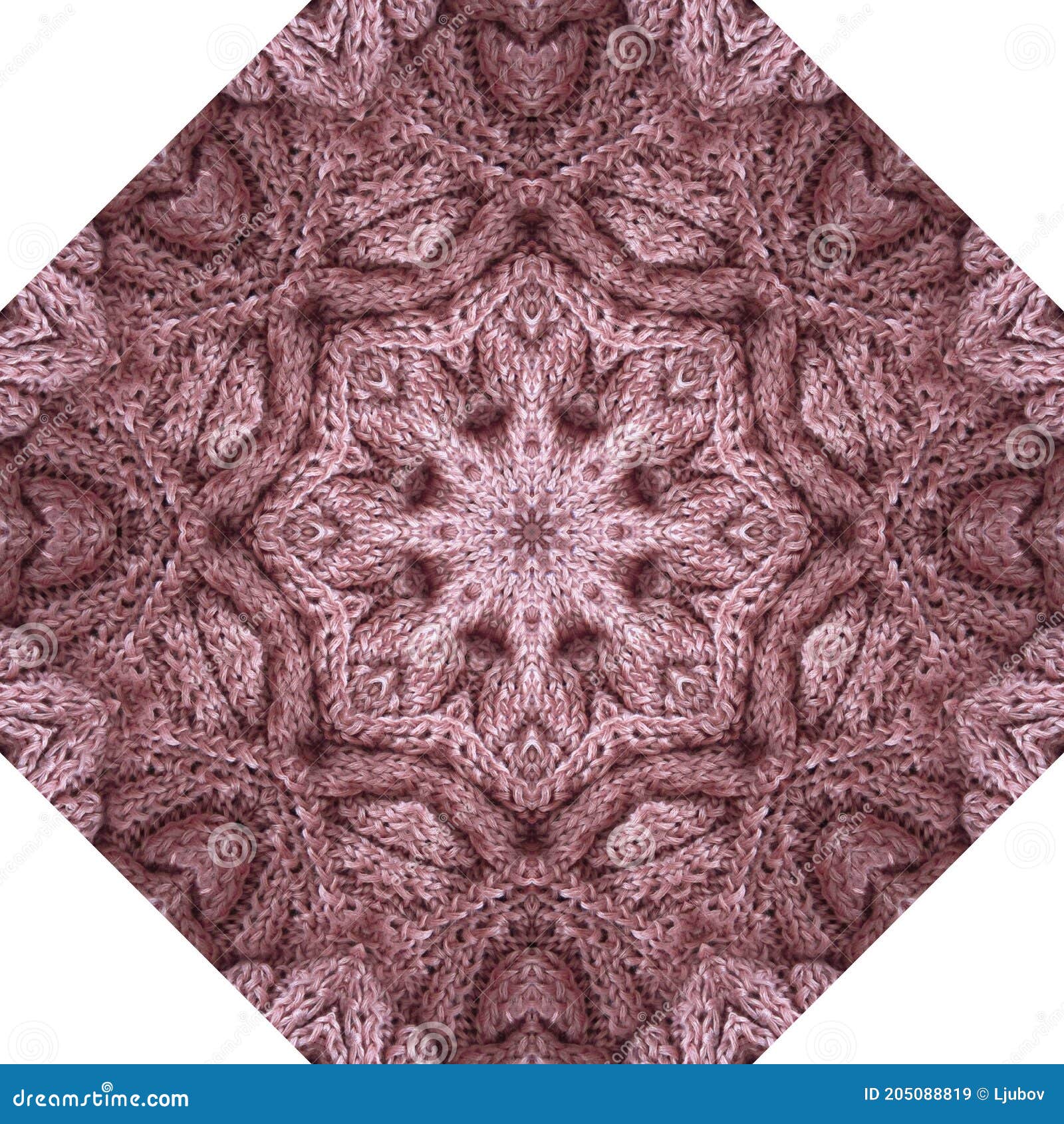 Beautiful Octagonal Pattern with Relief Knitted Ornament in Dusty Pink ...