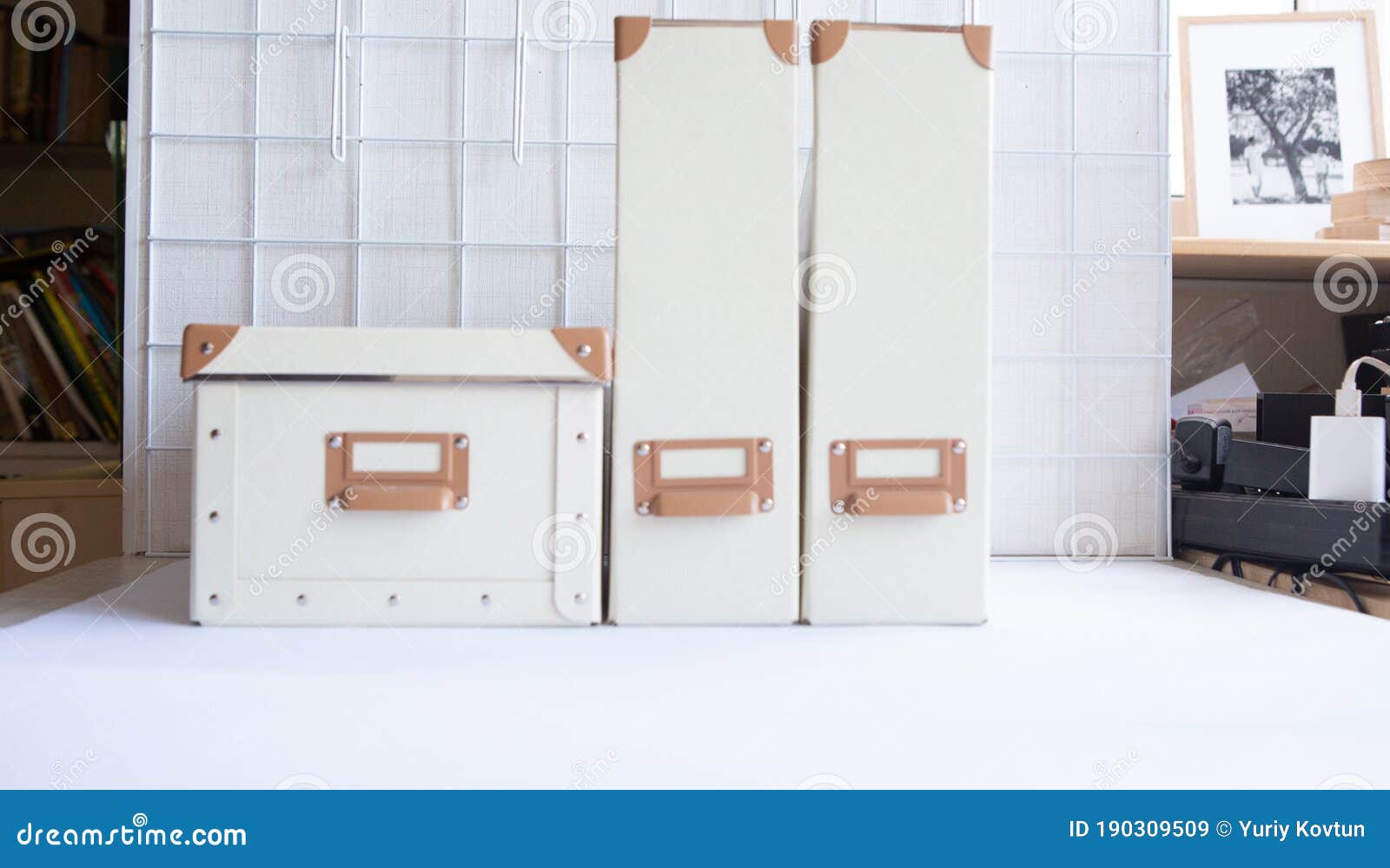 Beautiful Office Folders Beige Style Desk Documents Stock Image - Image ...