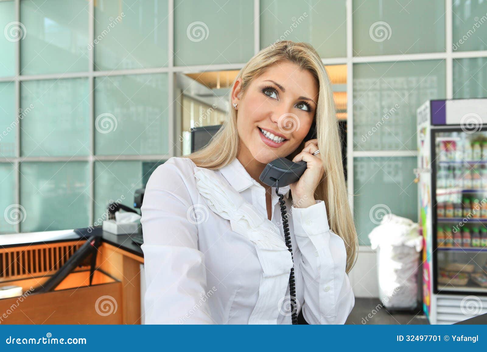 A Beautiful Office Lady Talking on Phone with Smile Stock Image - Image ...