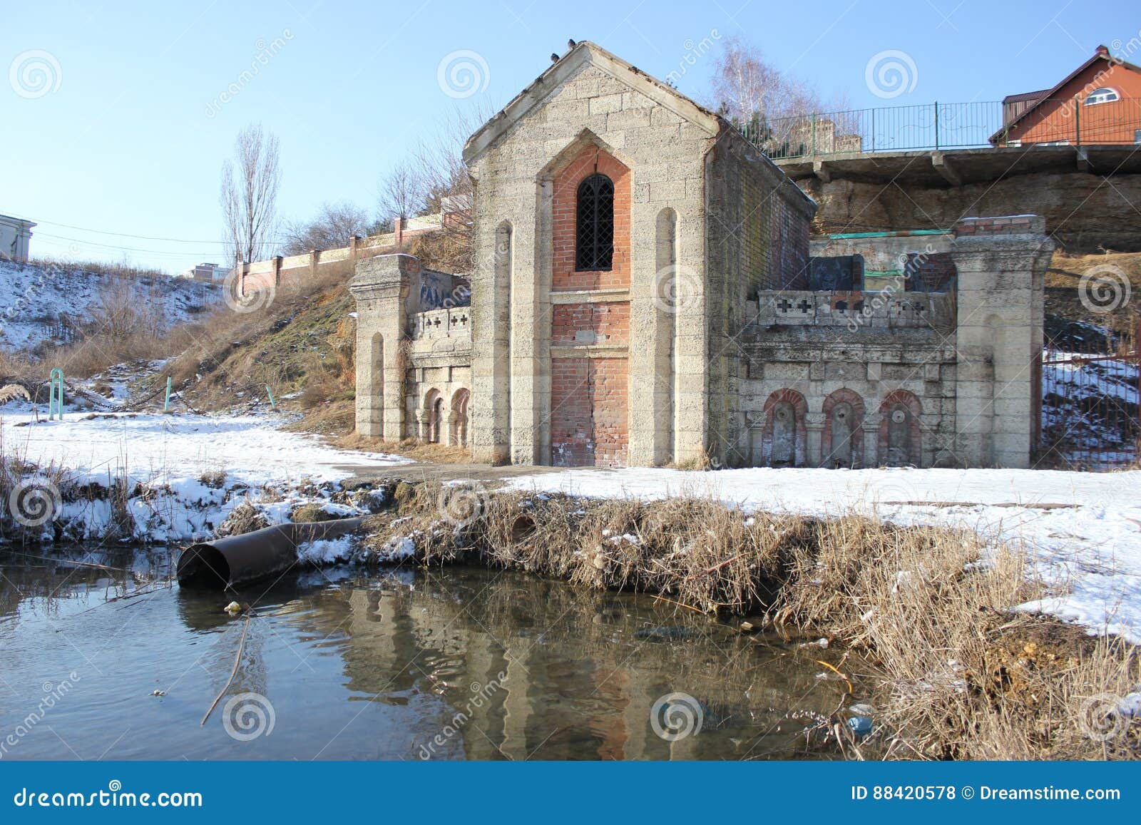 Beautiful Old Building by the River Stock Photo - Image of winter, walk ...