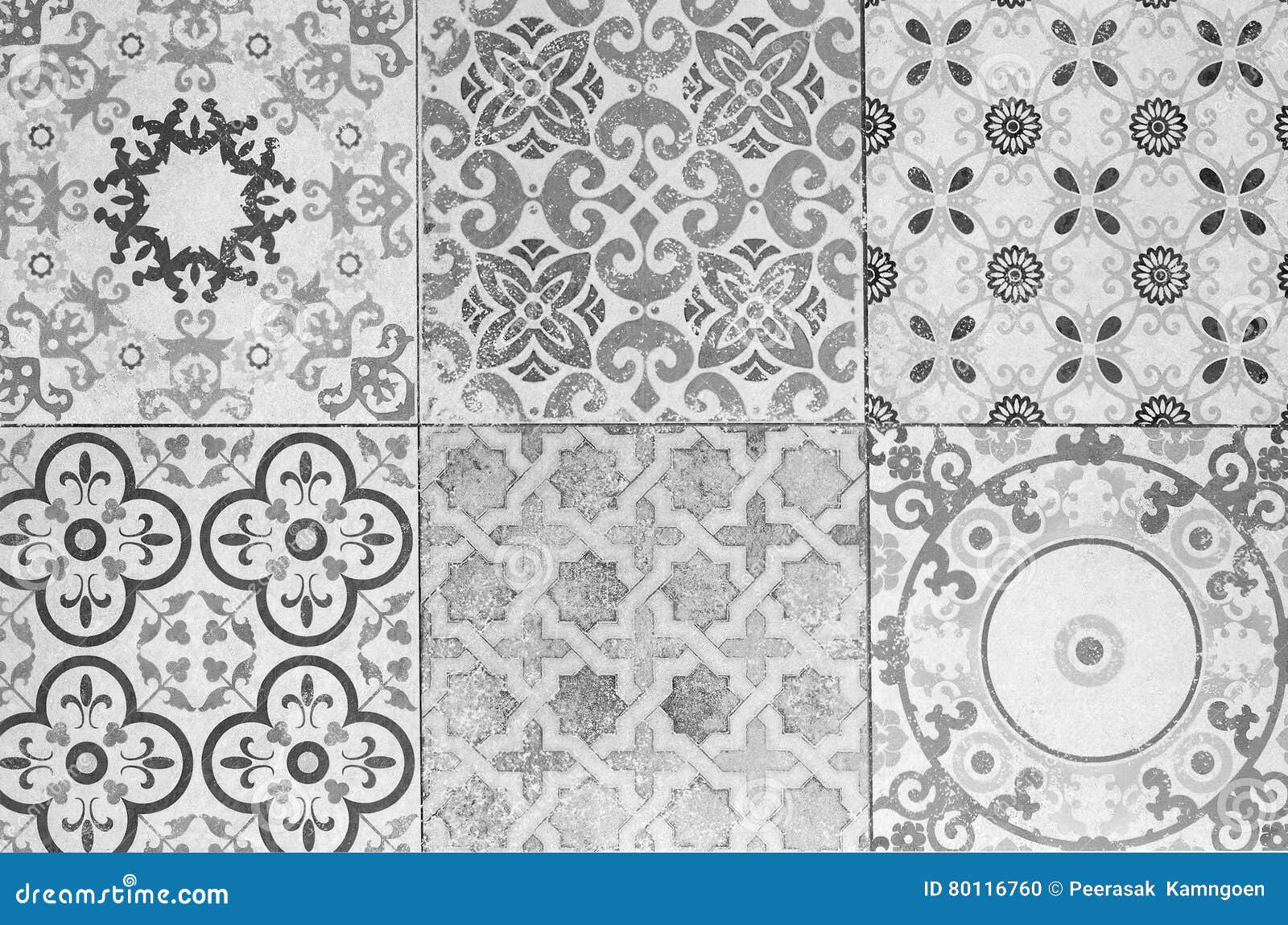 Beautiful Old Ceramic Tile Patterns in the Park Public. Stock Photo ...