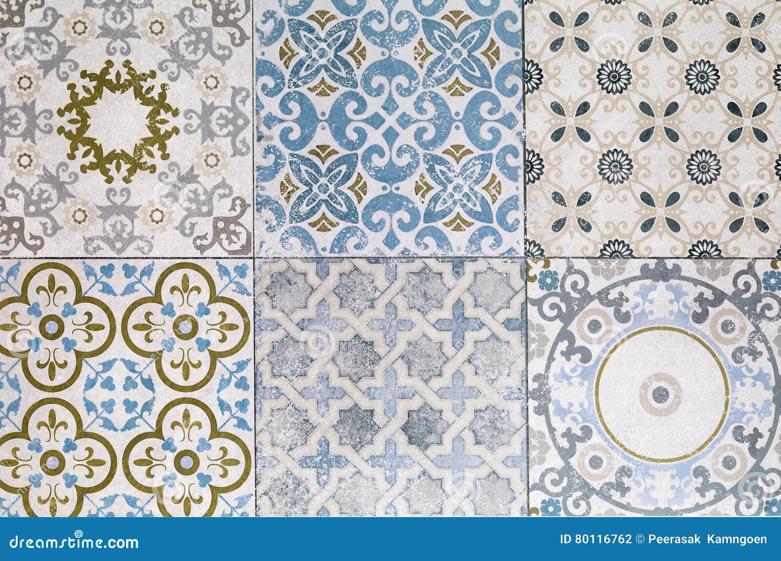 Beautiful Old Ceramic Tile Patterns in the Park Public. Stock Photo ...