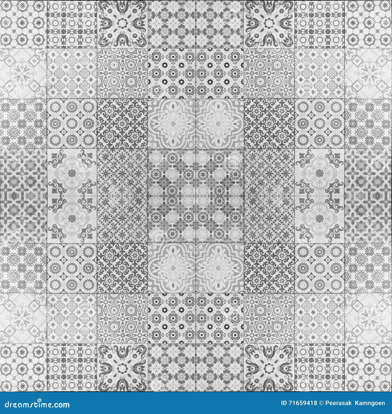 Beautiful Old Ceramic Tile Wall Patterns in the Park Public. Stock ...