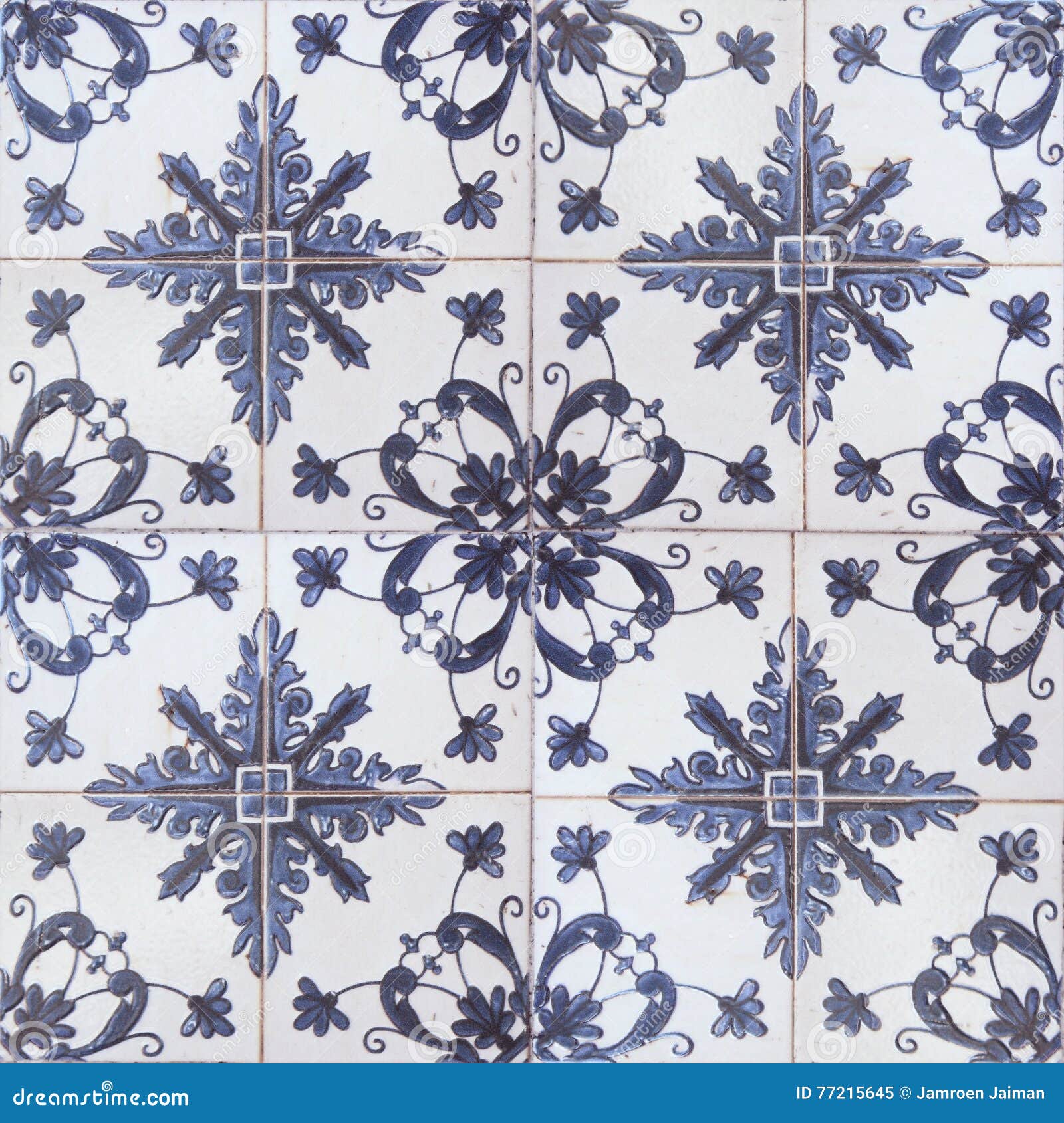 Beautiful Old Ceramic Tile Wall Patterns in the Park Public. Stock ...