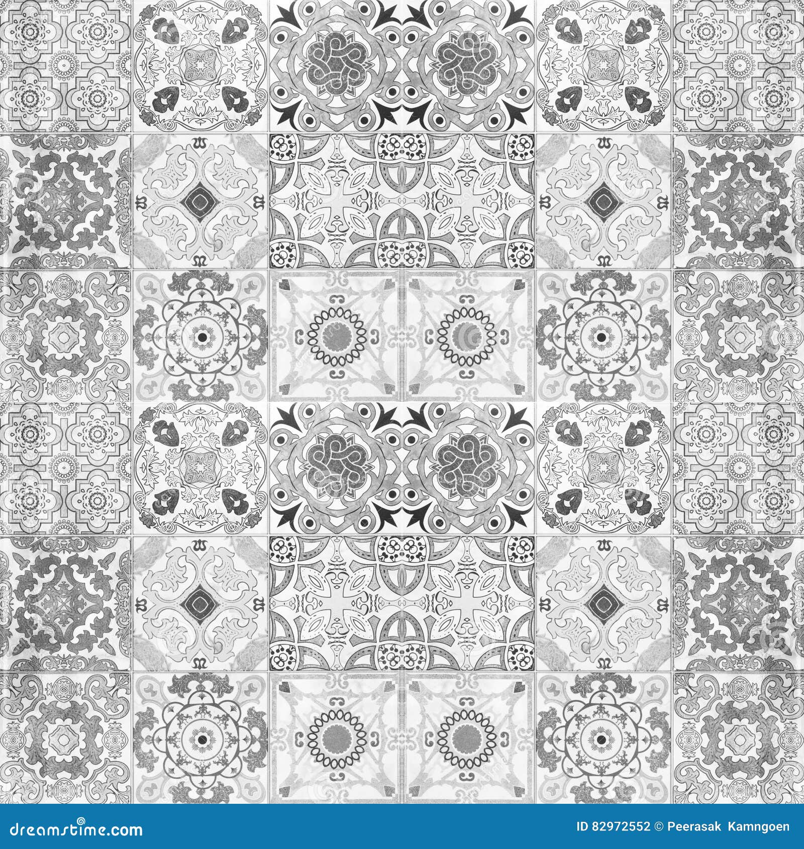 Beautiful Old Ceramic Tile Wall Patterns in the Park Public. Stock ...