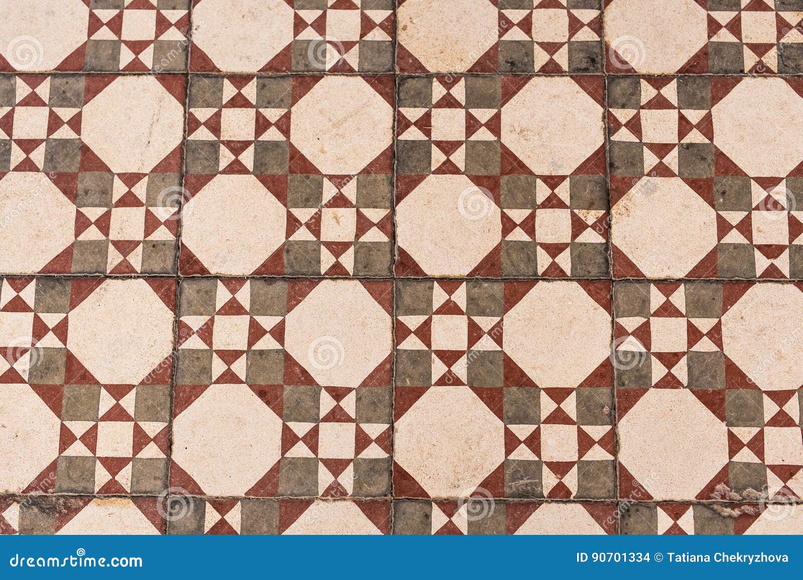 Beautiful Old Ceramic Tile Wall Patterns in the Park Public. Stock ...