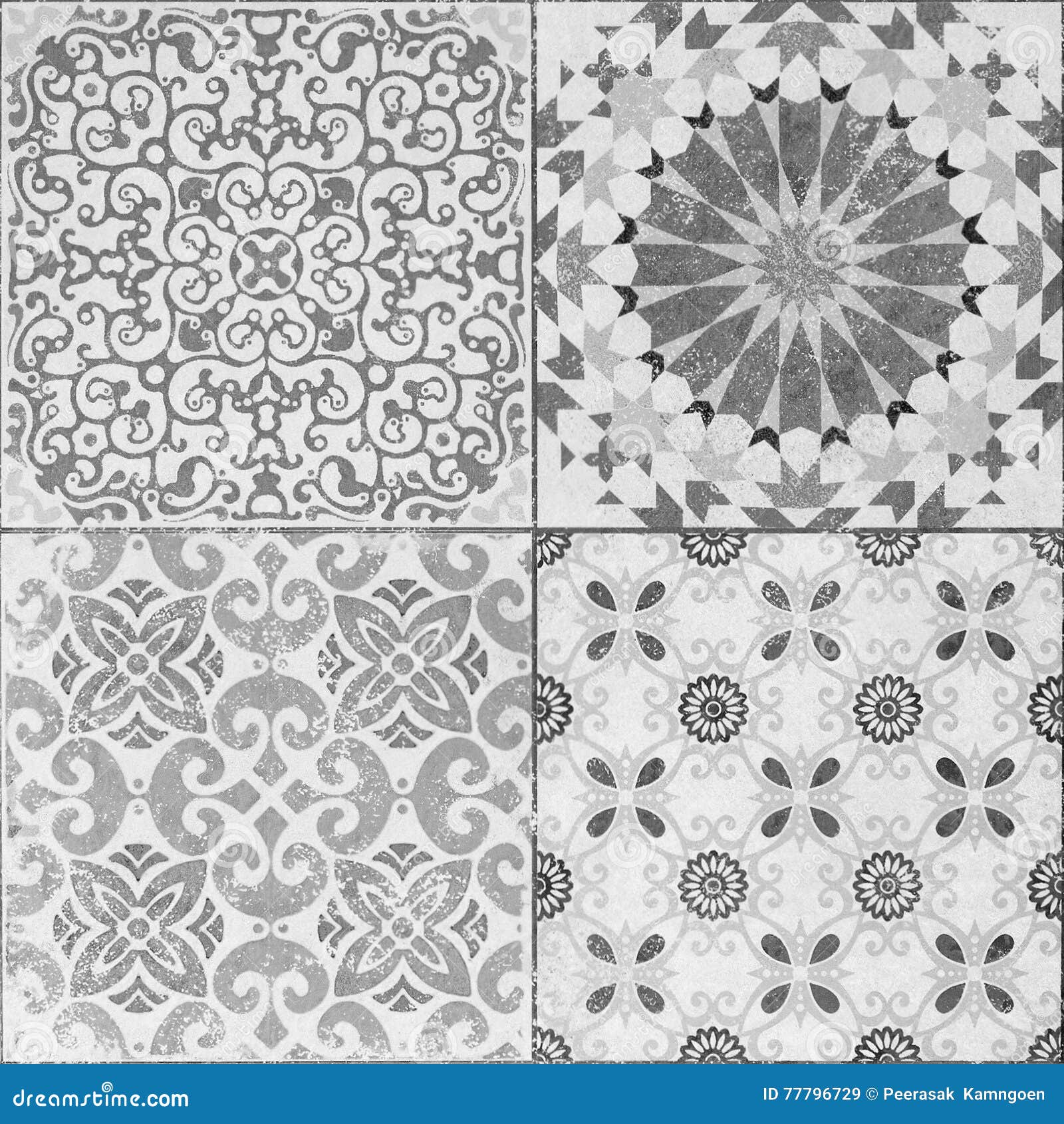 Beautiful Old Ceramic Tiles Patterns in the Park Public. Stock Image ...