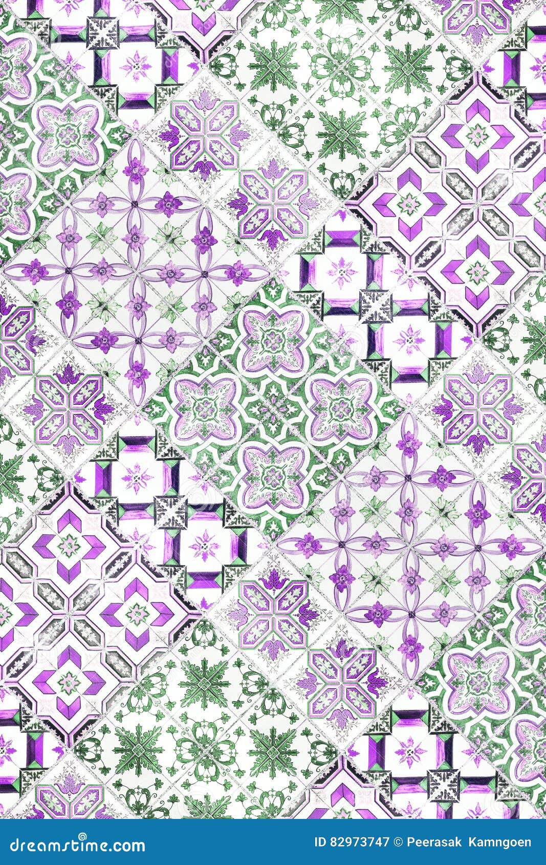 Beautiful Old Ceramic Tiles Patterns in the Park Public. Stock Image ...