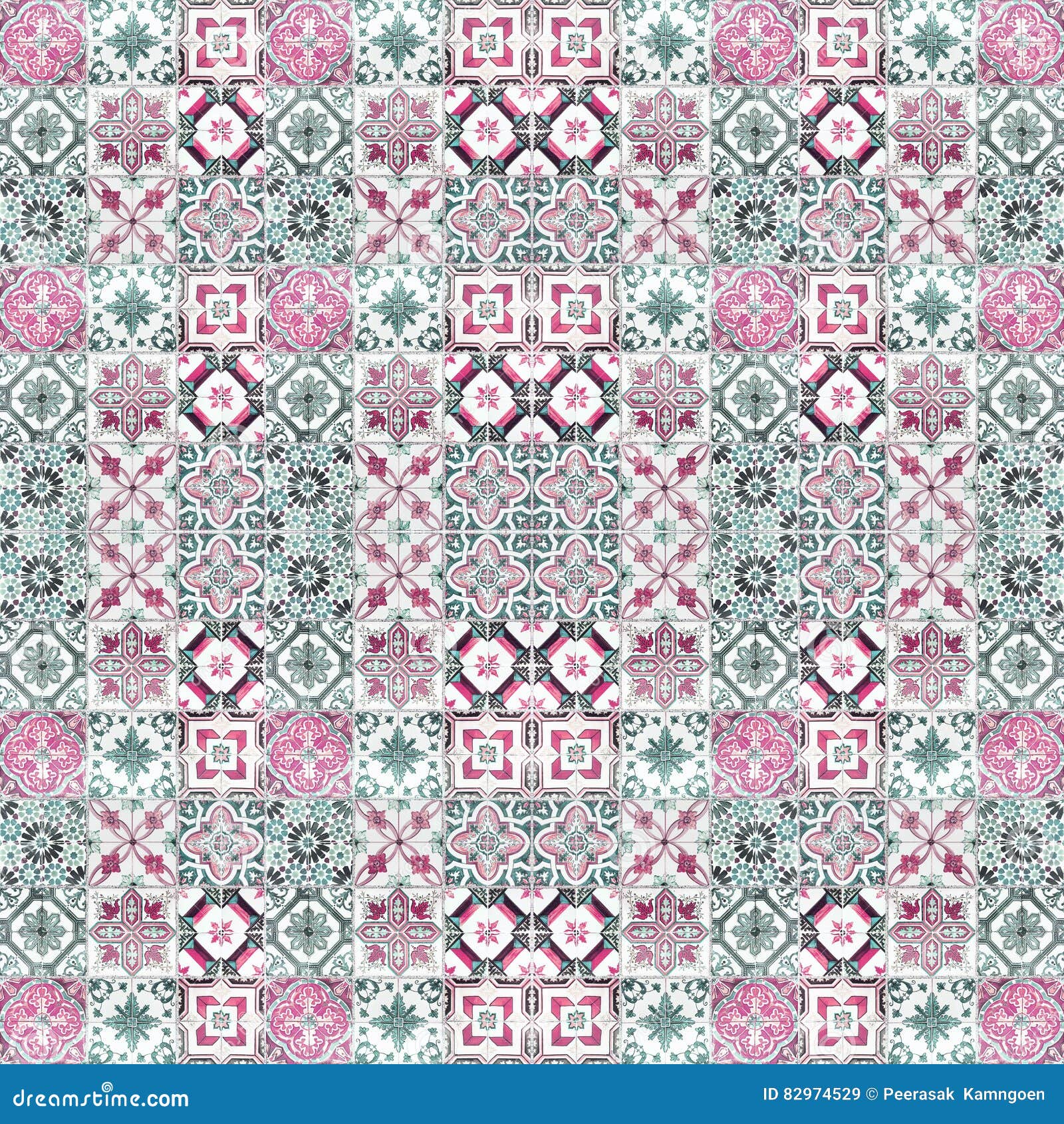 Beautiful Old Ceramic Tiles Patterns in the Park Public. Stock Image ...