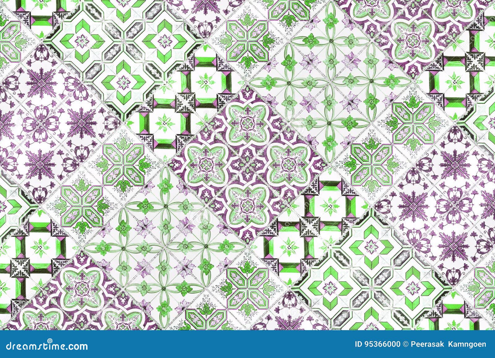 Beautiful Old Ceramic Tiles Patterns in the Park Public. Stock Photo ...