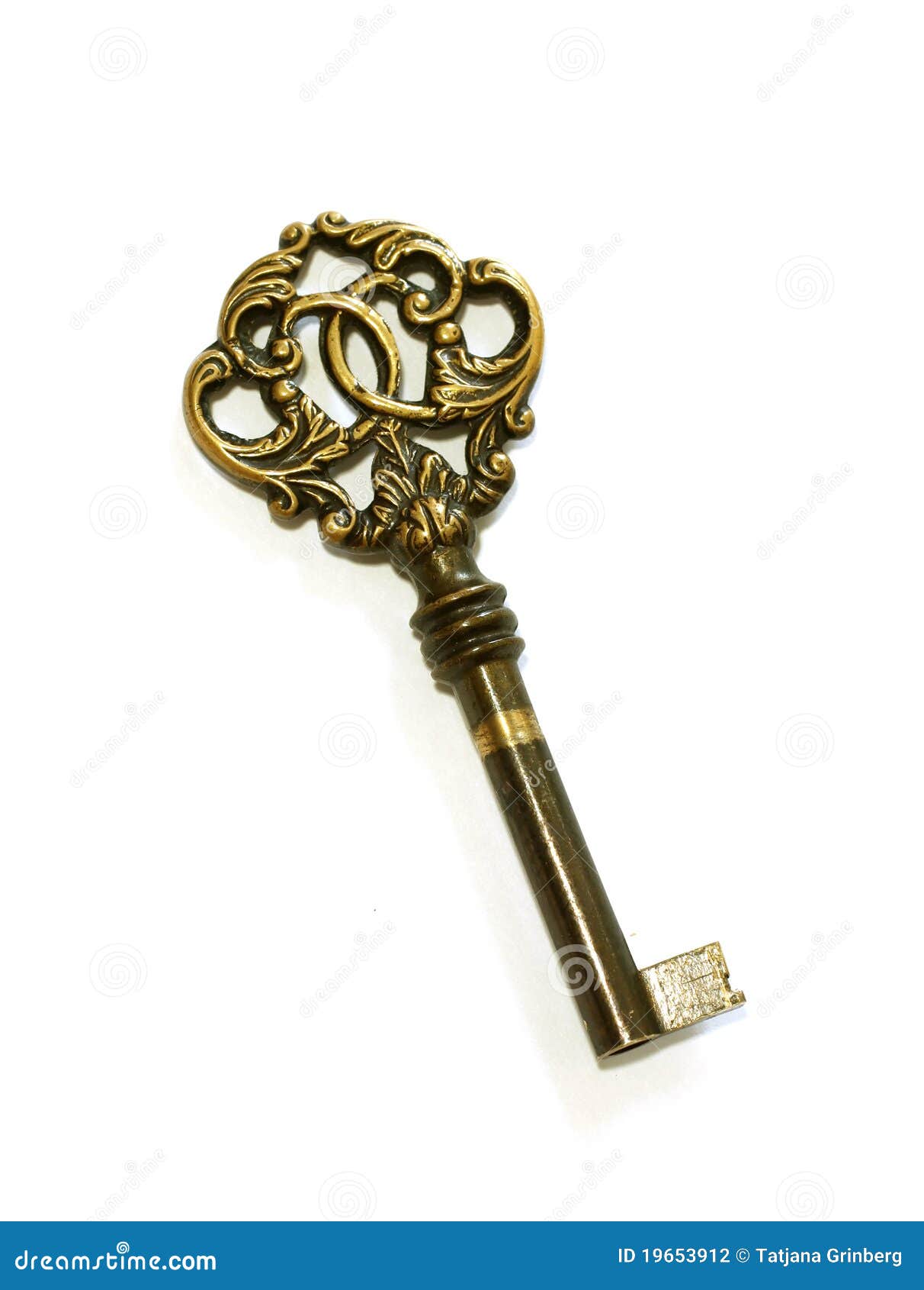 Beautiful Old Key Isolated On White Stock Photo - Image of background ...