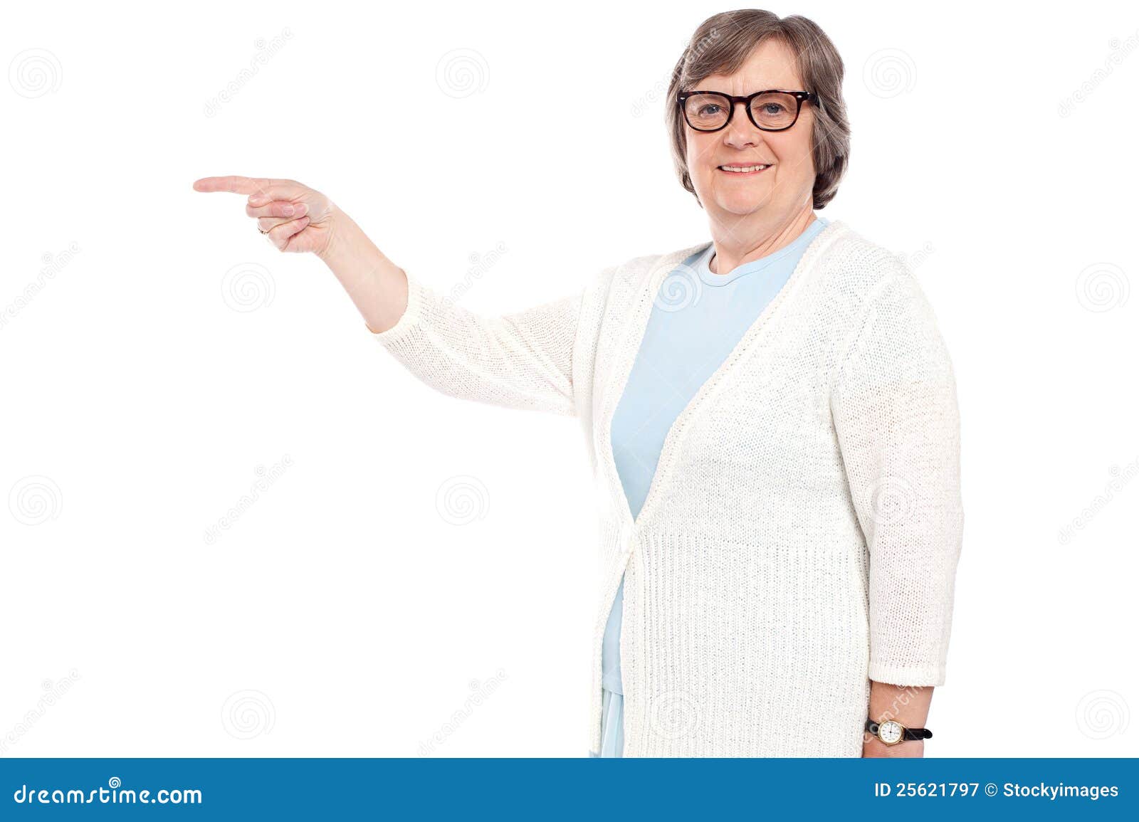 Beautiful Old Lady Pointing Away Stock Image - Image of casual ...