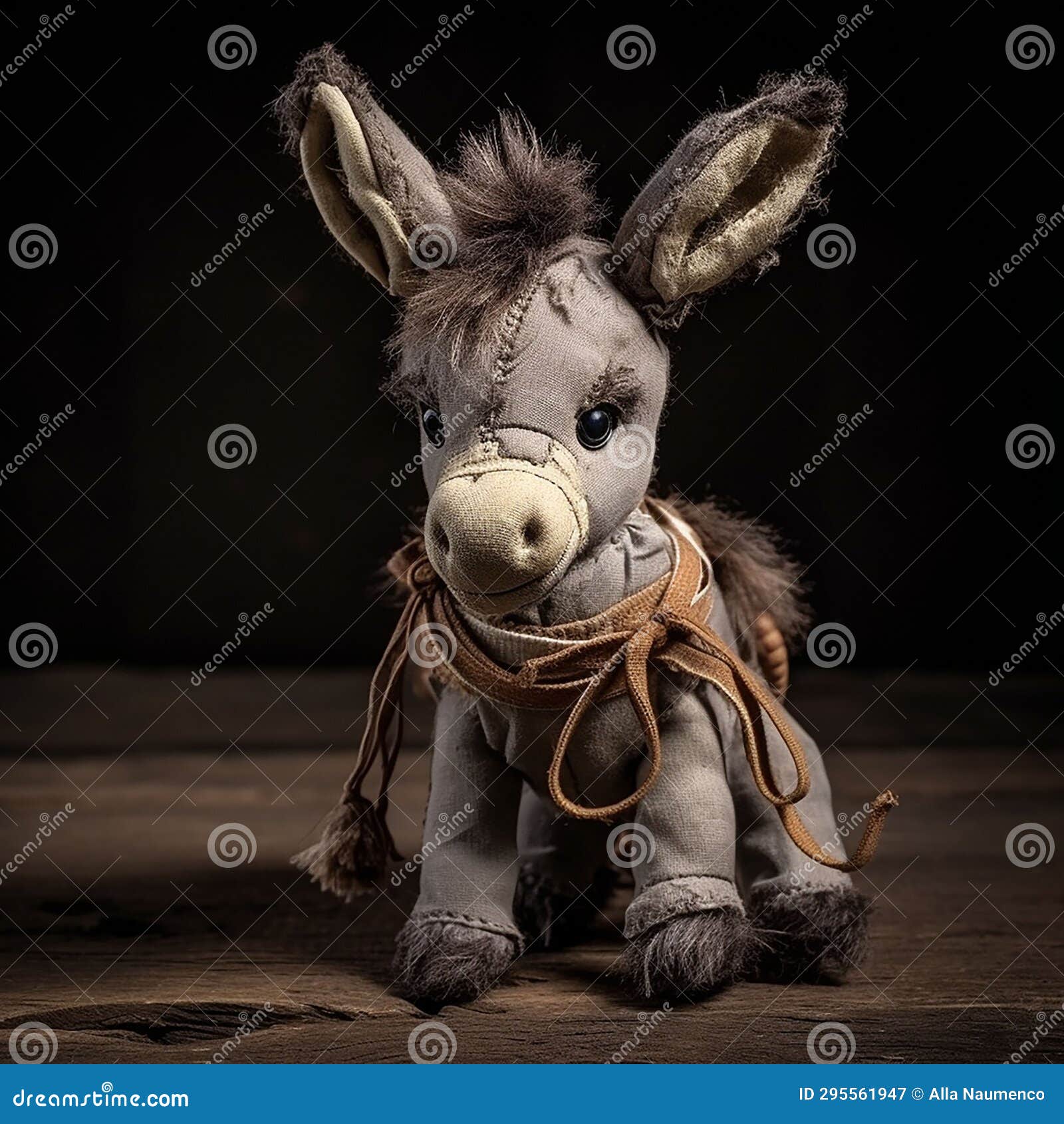 Beautiful Old Stuffed Donkey Toy on Dark Background Stock Illustration ...