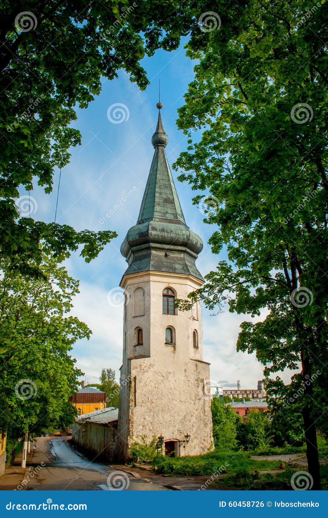 Beautiful Old Tower with a Triangular Roof Stock Photo - Image of ...