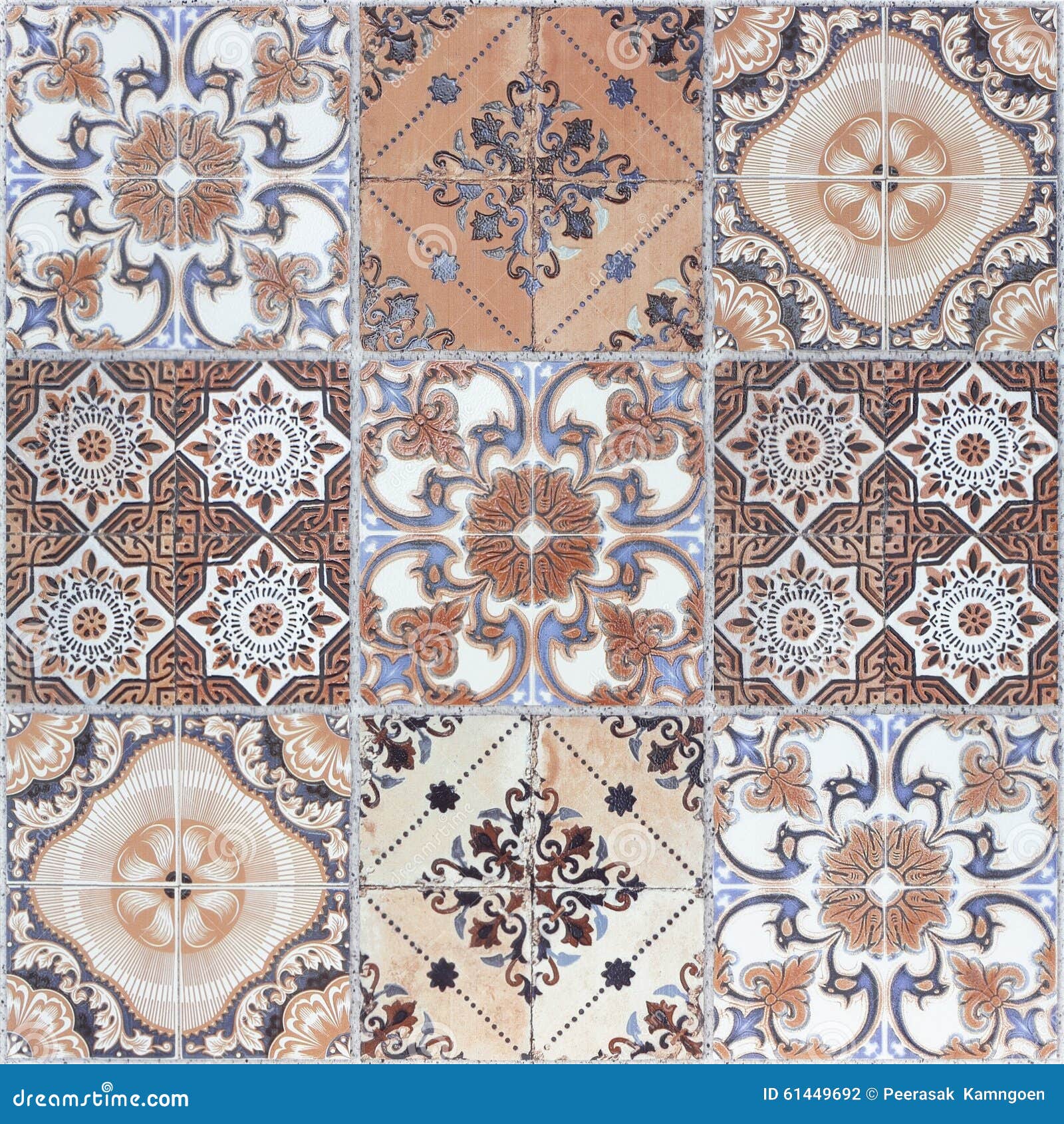 Beautiful Old Wall Ceramic Tiles Patterns Handcraft from Thailand ...
