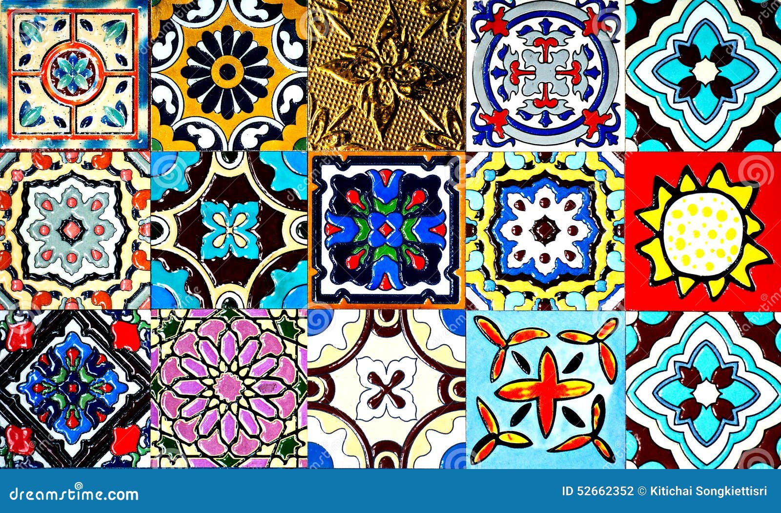 Beautiful Old Wall Ceramic Tiles Patterns Handcraft from Thailand ...