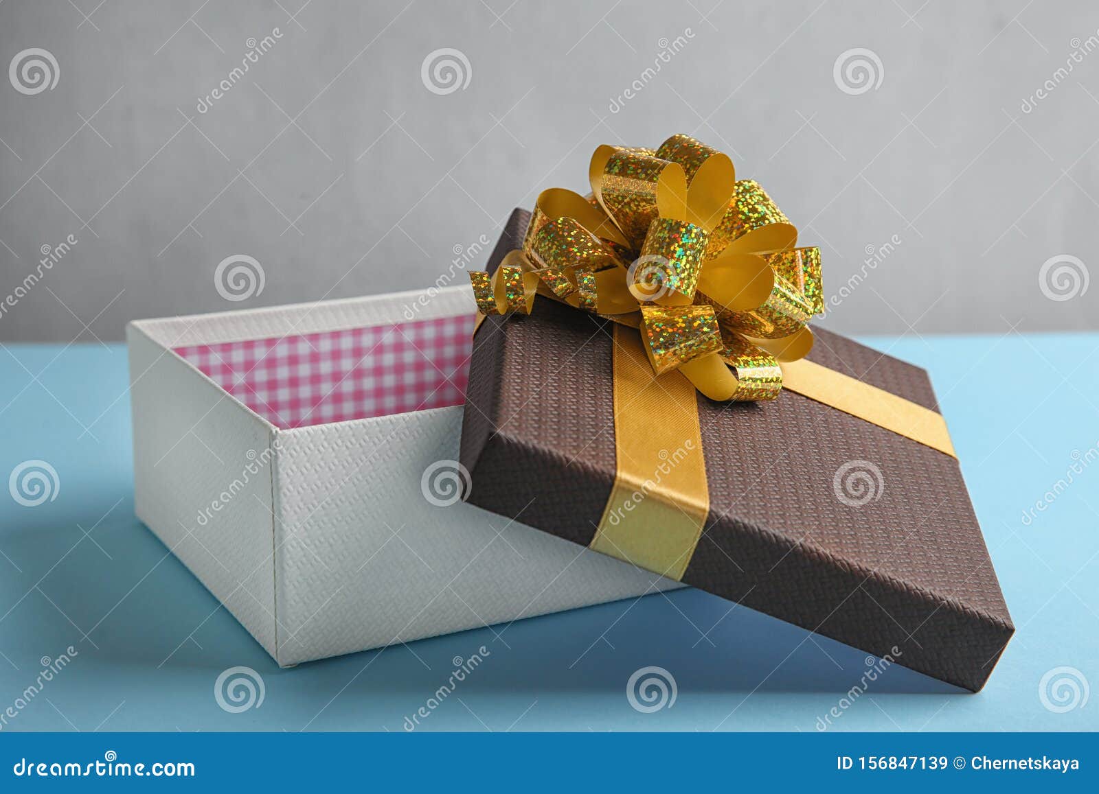 Beautiful Open Gift Box on Blue Stock Image - Image of anniversary ...