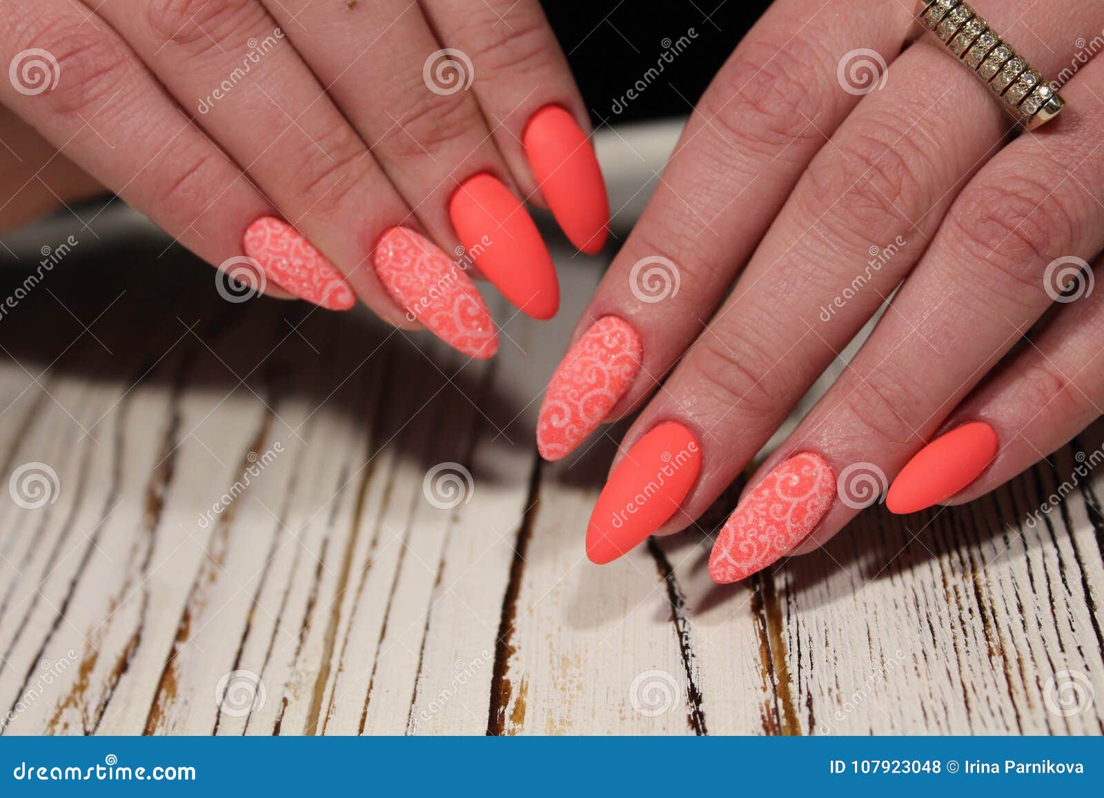 Beautiful orange manicure stock photo. Image of beautiful - 107923048