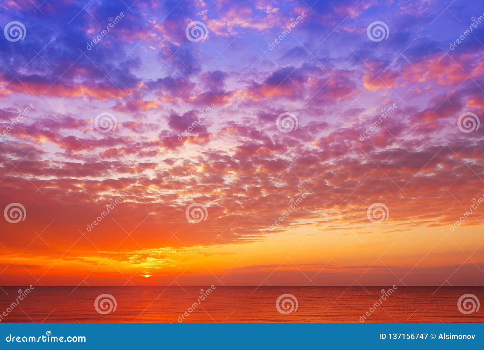 Beautiful, Orange-pink Sunset Over the Sea. Background Image Stock ...