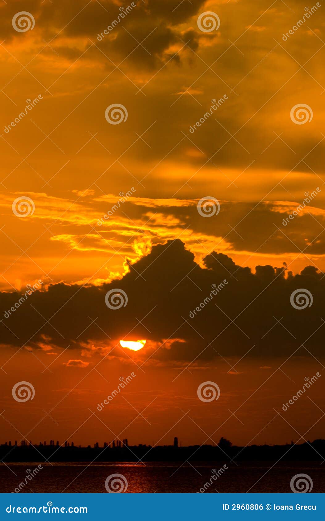 Beautiful orange sunset stock photo. Image of power, lake - 2960806