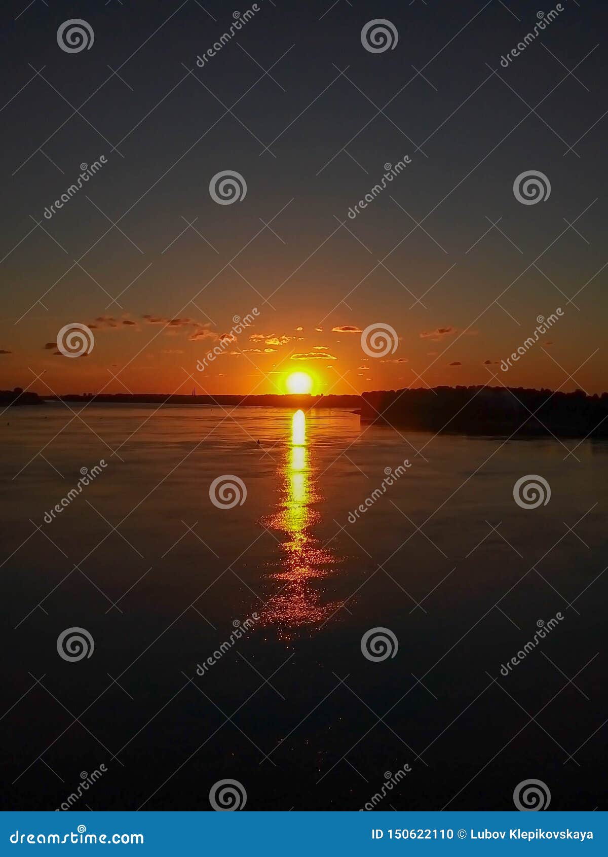 Beautiful Orange Sunset Over the River Stock Photo - Image of peaceful ...