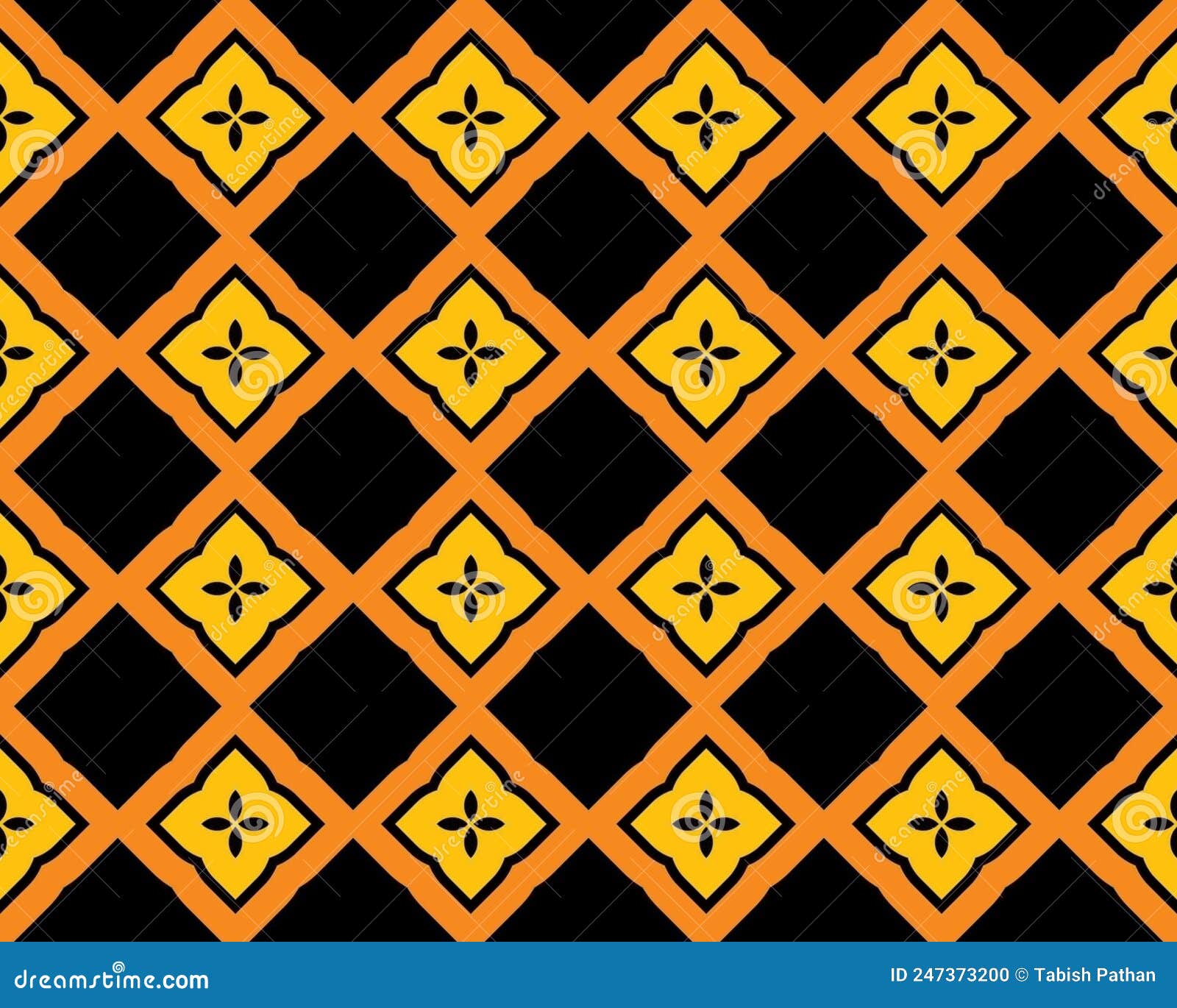 Beautiful Orange-yellow Geometric Pattern on a Black Background Stock ...