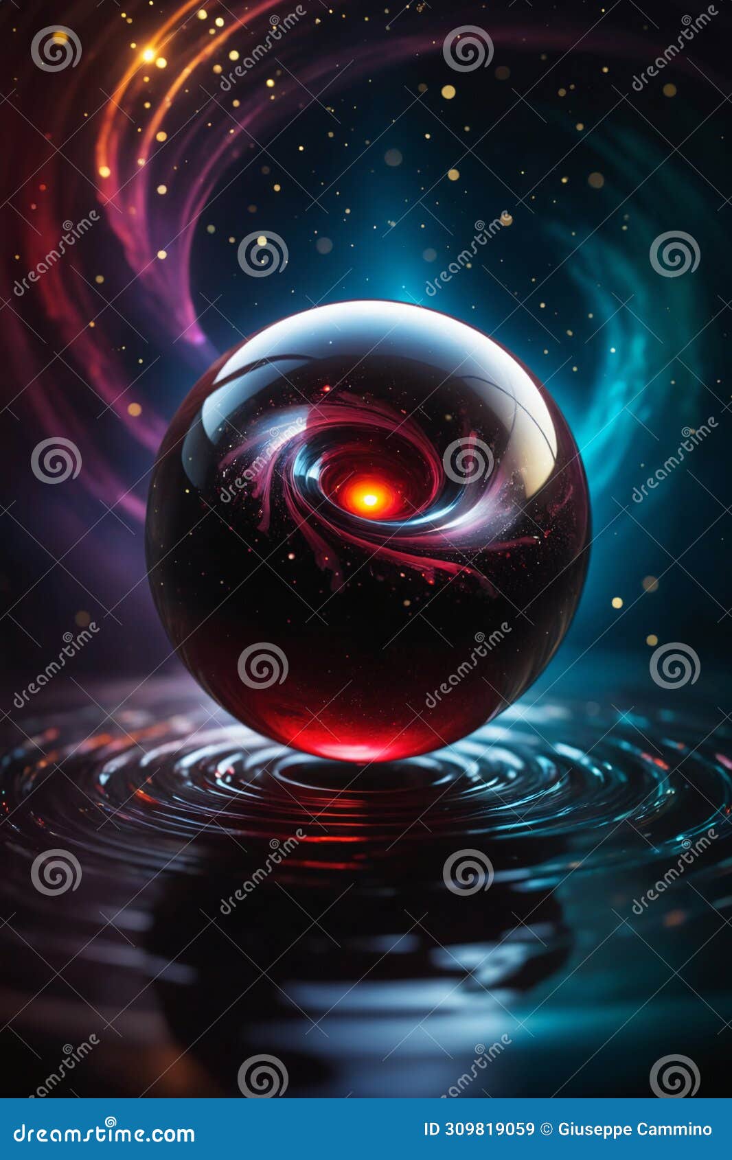 A Beautiful Orb Floating on a Swirling Vortex of Beautiful Black Thick ...