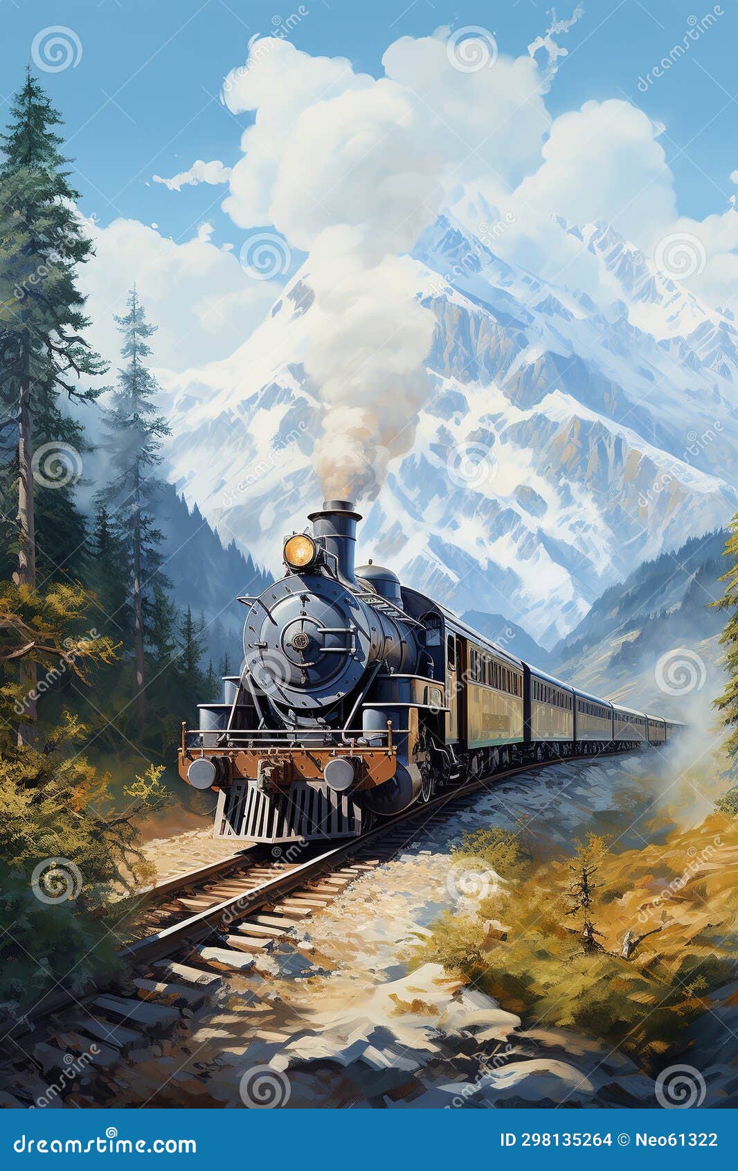 The Orient Express Train Moving at Speed with Mountains Generative AI ...