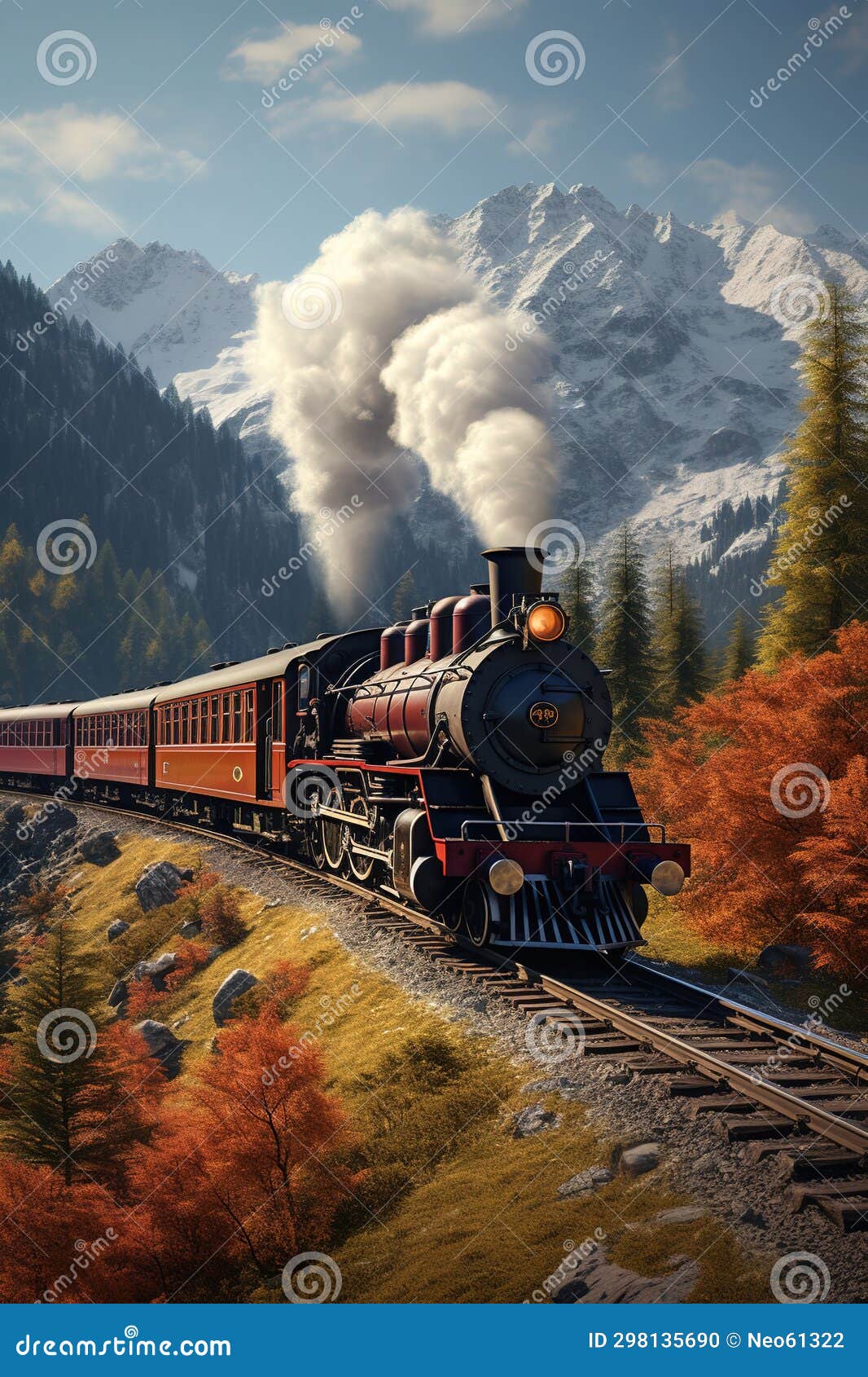 The Orient Express Train Moving at Speed with Mountains Generative AI ...