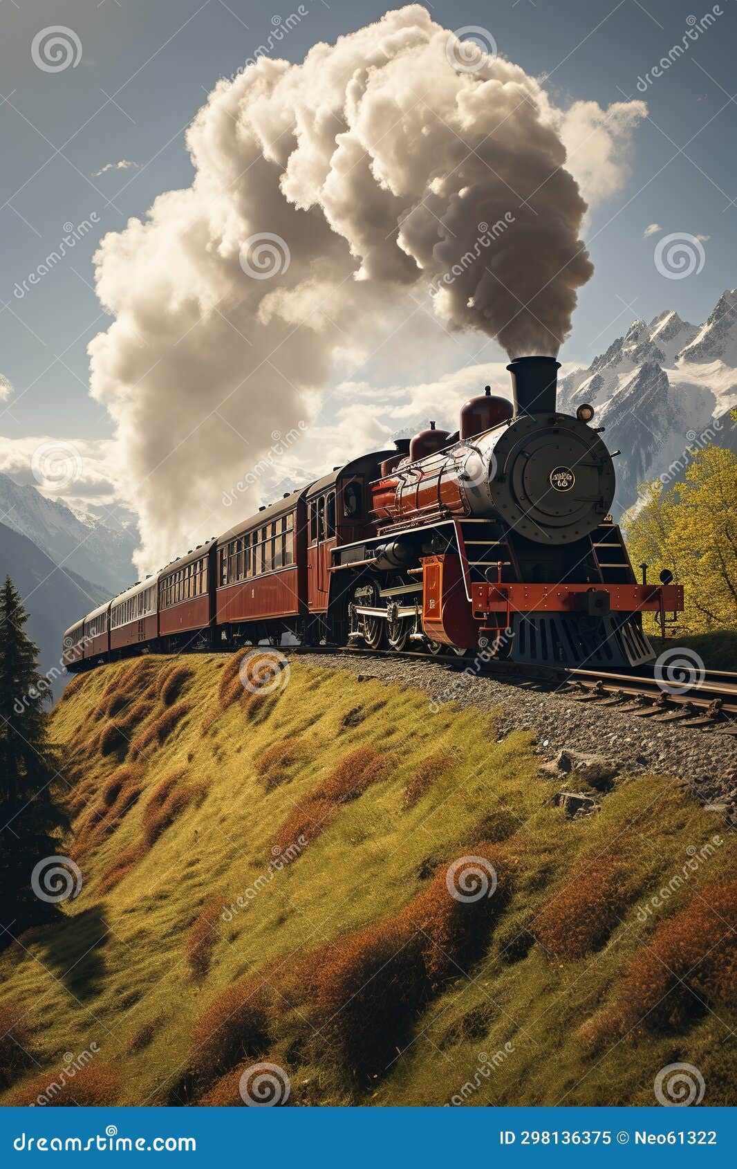 The Orient Express Train Moving at Speed with Mountains Generative AI ...