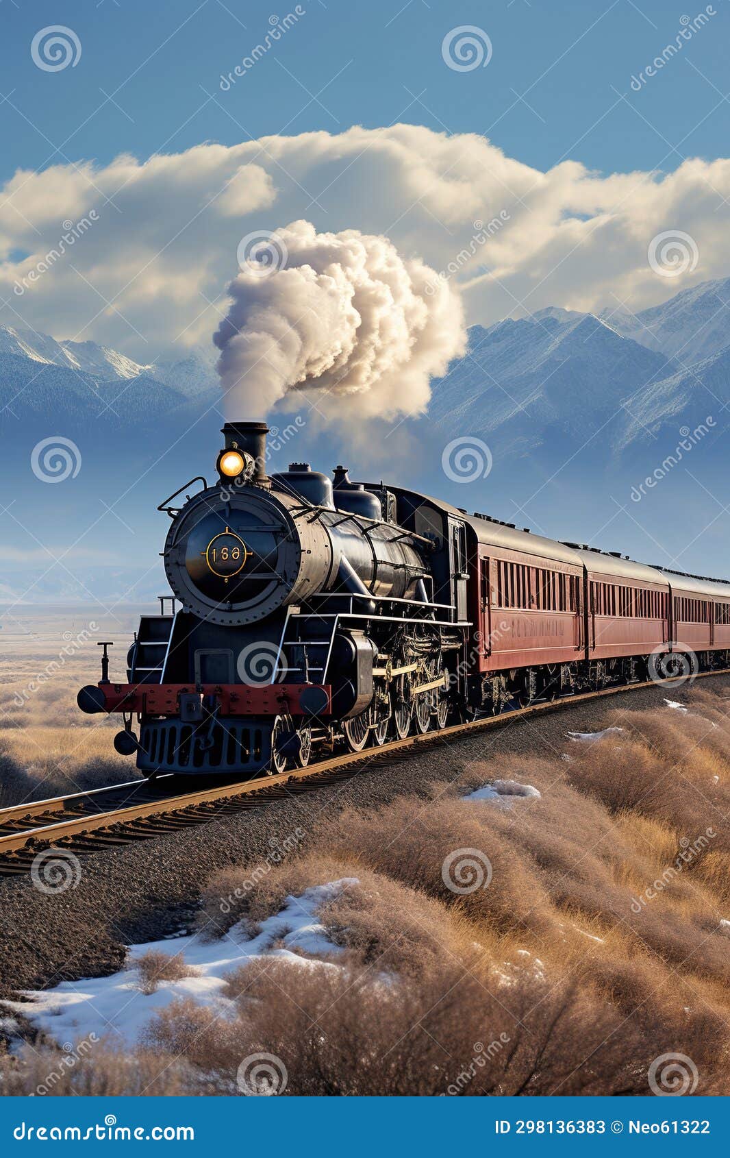 The Orient Express Train Moving at Speed with Mountains Generative AI ...