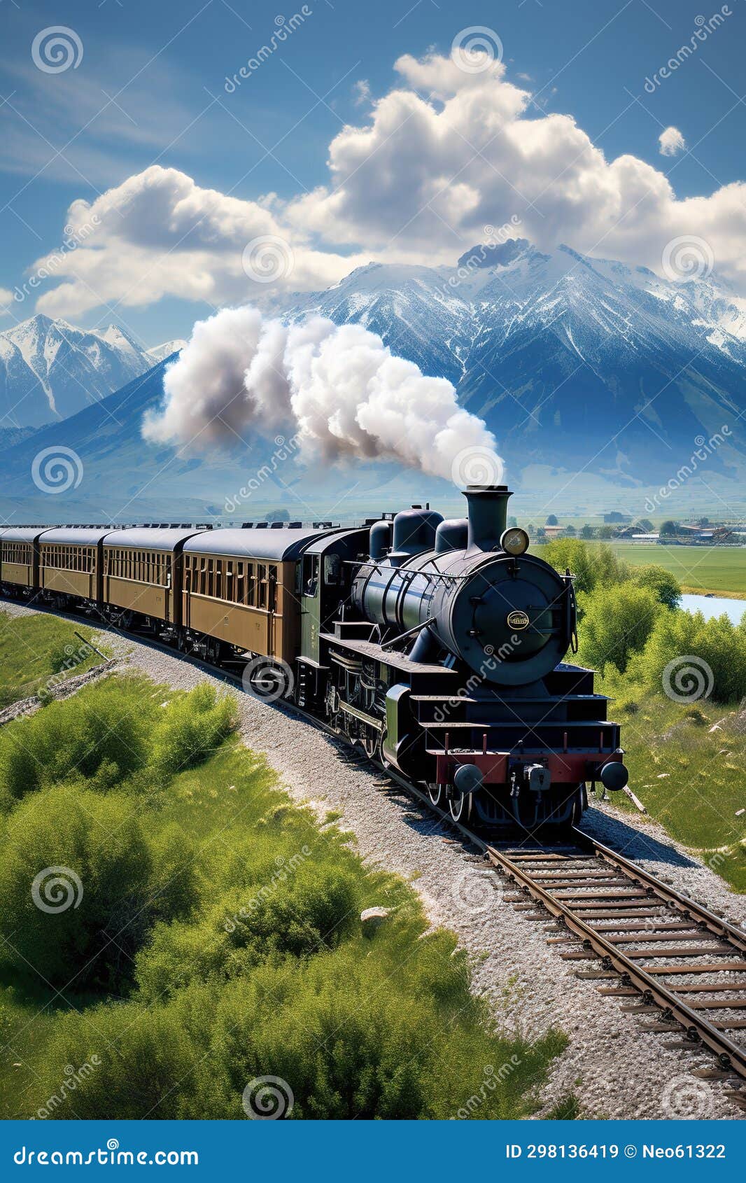 The Orient Express Train Moving at Speed with Mountains Generative AI ...