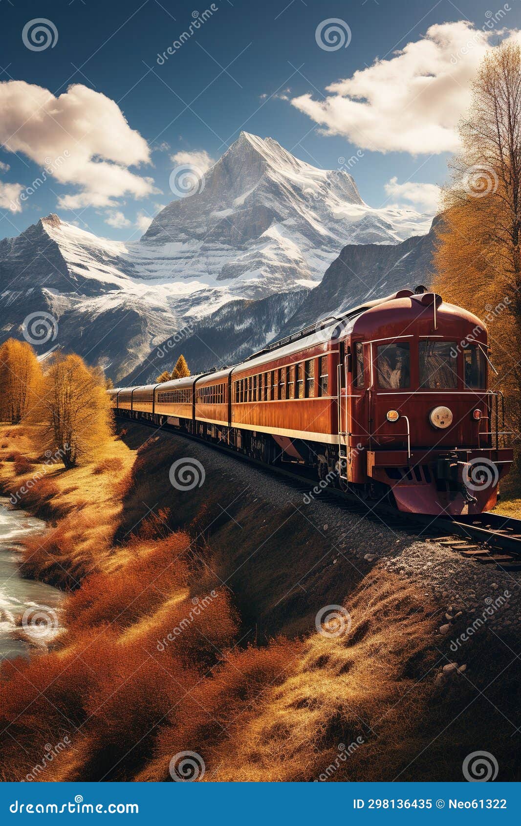 The Orient Express Train Moving at Speed with Mountains Generative AI ...