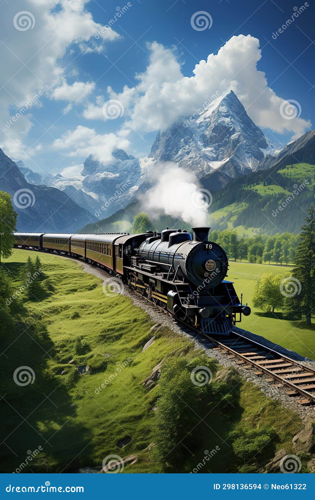 The Orient Express Train Moving at Speed with Mountains Generative AI ...