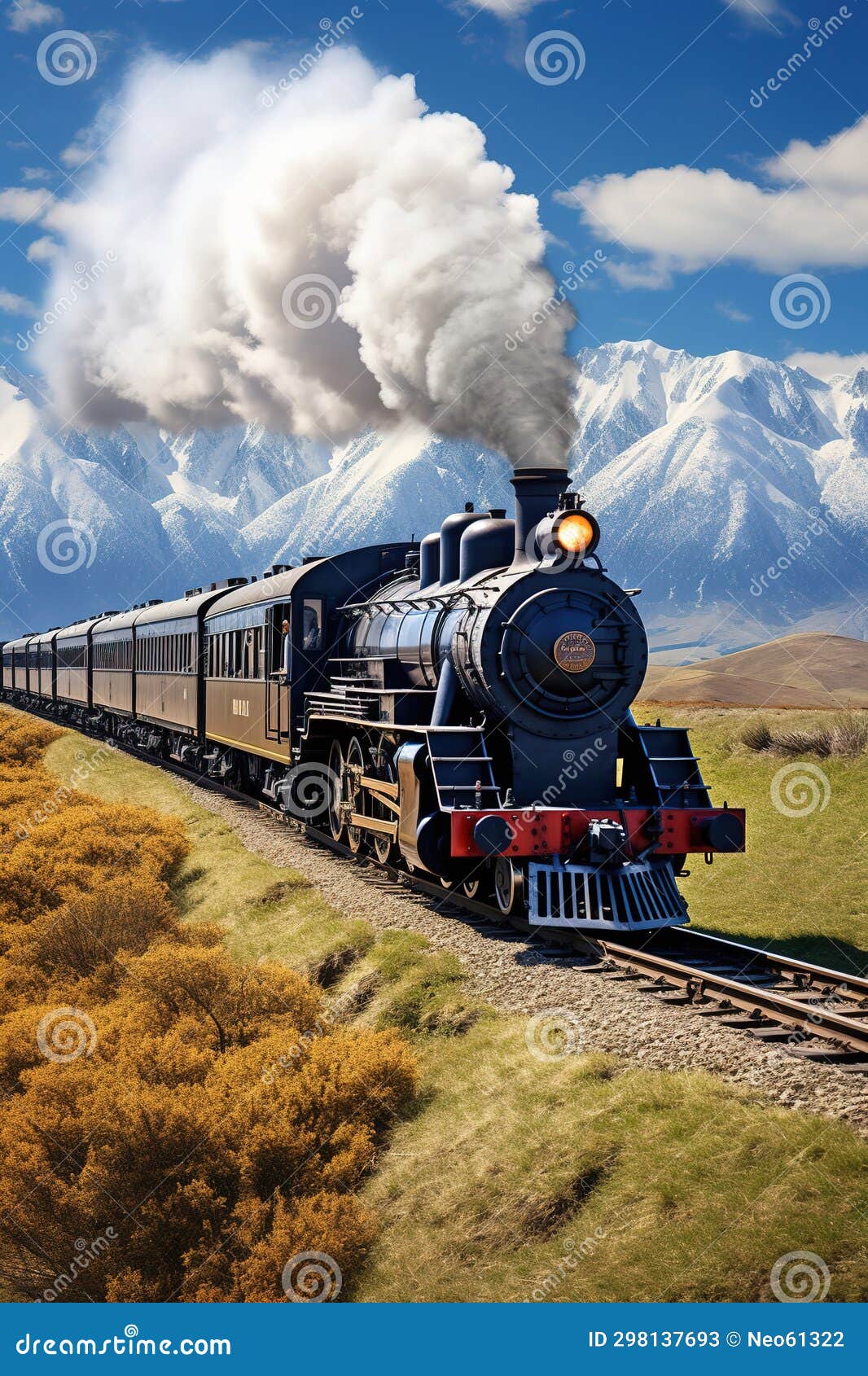 The Orient Express Train Moving at Speed with Mountains Generative AI ...