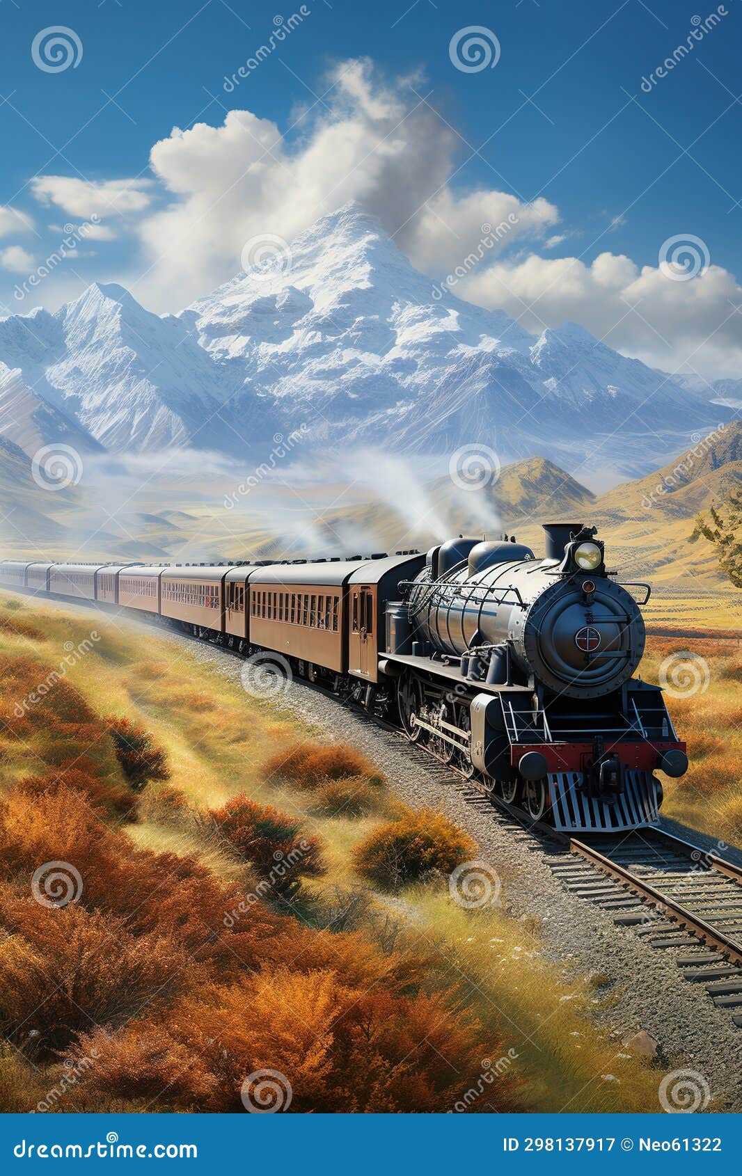 The Orient Express Train Moving at Speed with Mountains Generative AI ...