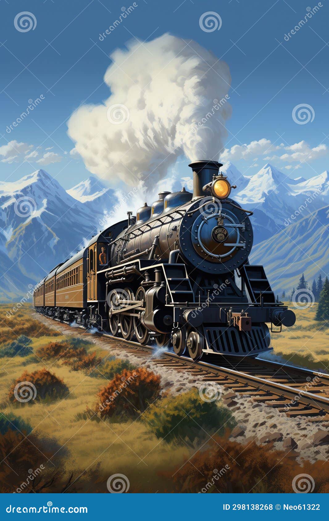 The Orient Express Train Moving at Speed with Mountains Generative AI ...