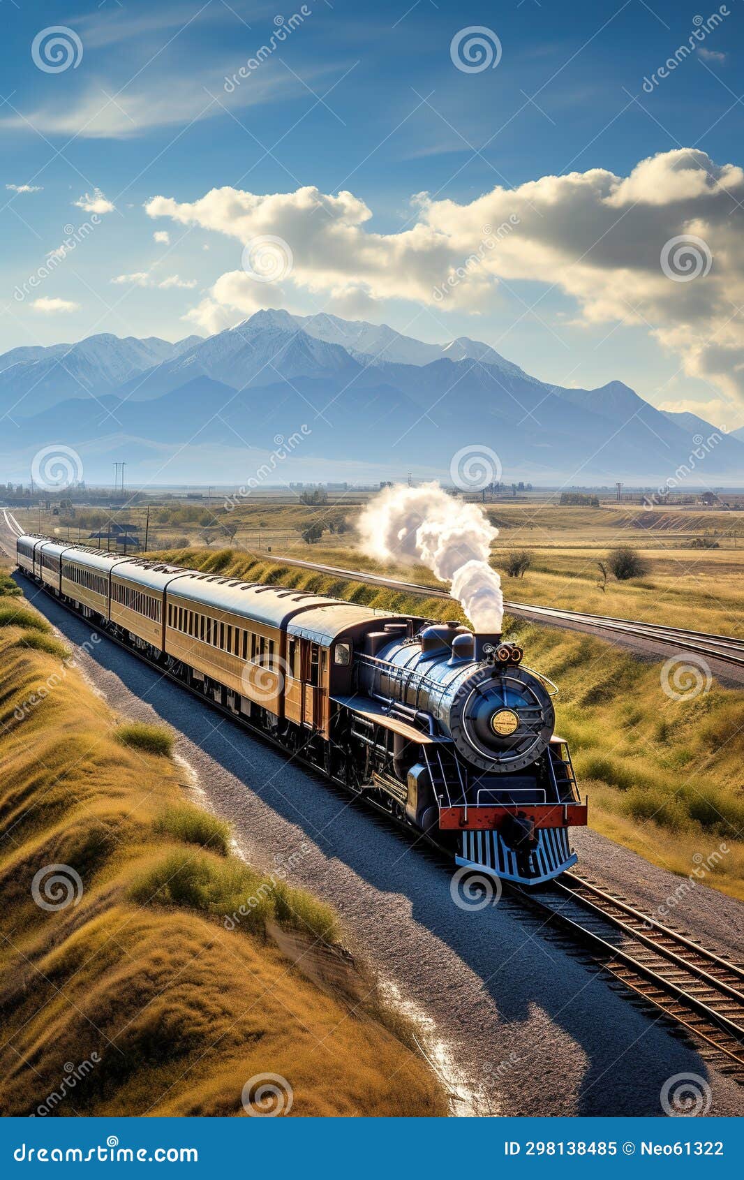 The Orient Express Train Moving at Speed with Mountains Generative AI ...