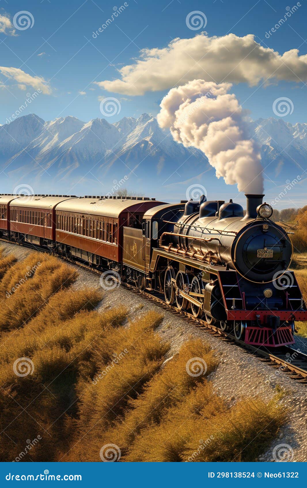 The Orient Express Train Moving at Speed with Mountains Generative AI ...