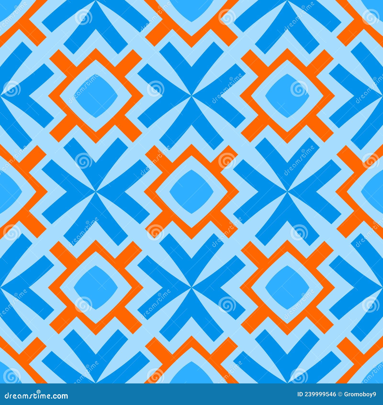 Beautiful Ornament with Cruciform Pattern in Blue and Orange Tones ...