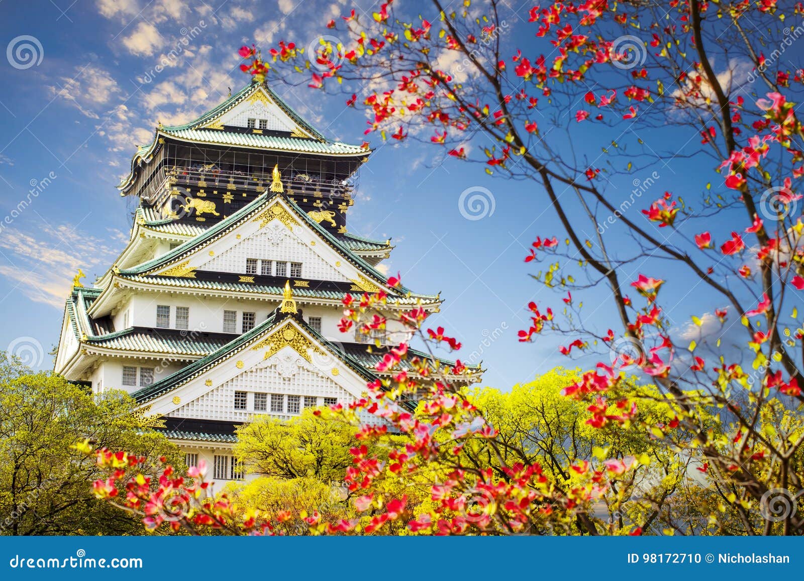 Beautiful Osaka Castle in Osaka with Nice Background, Japan Stock Photo ...