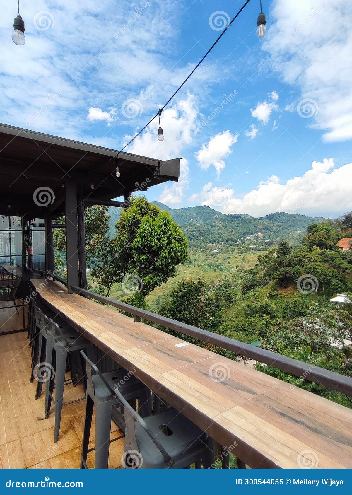 Beautiful Outdoor Restaurant Seating View at a Mountain Stock Image ...