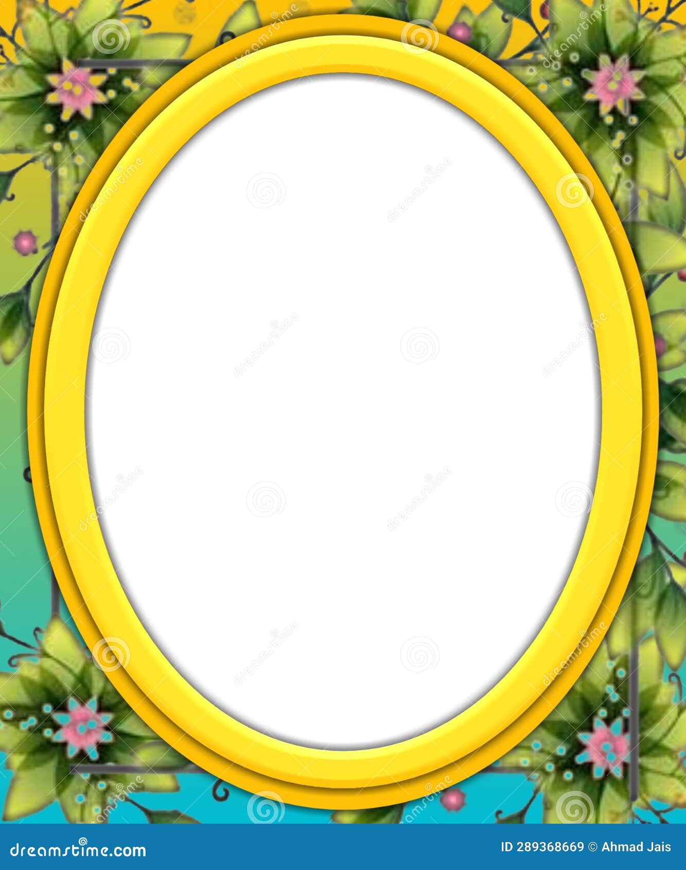 Beautiful Oval Photo Frames Stock Illustration - Illustration of yellow ...