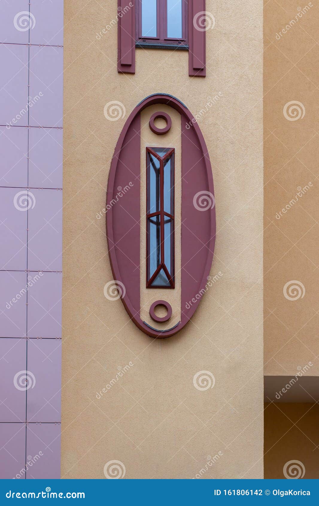 A Beautiful Oval Window with an Unusual Design, the Facade of a Modern ...